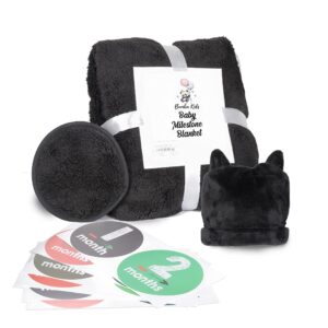 Bumba Kids Multi-Use Bat Blanket has a Monthly Baby Milestone Blanket Option and Plush Black Baby Hat with Ears, Baby Bat Swaddle Blanket, Black Baby Blanket, Black Swaddle Blanket, Goth Baby Stuff