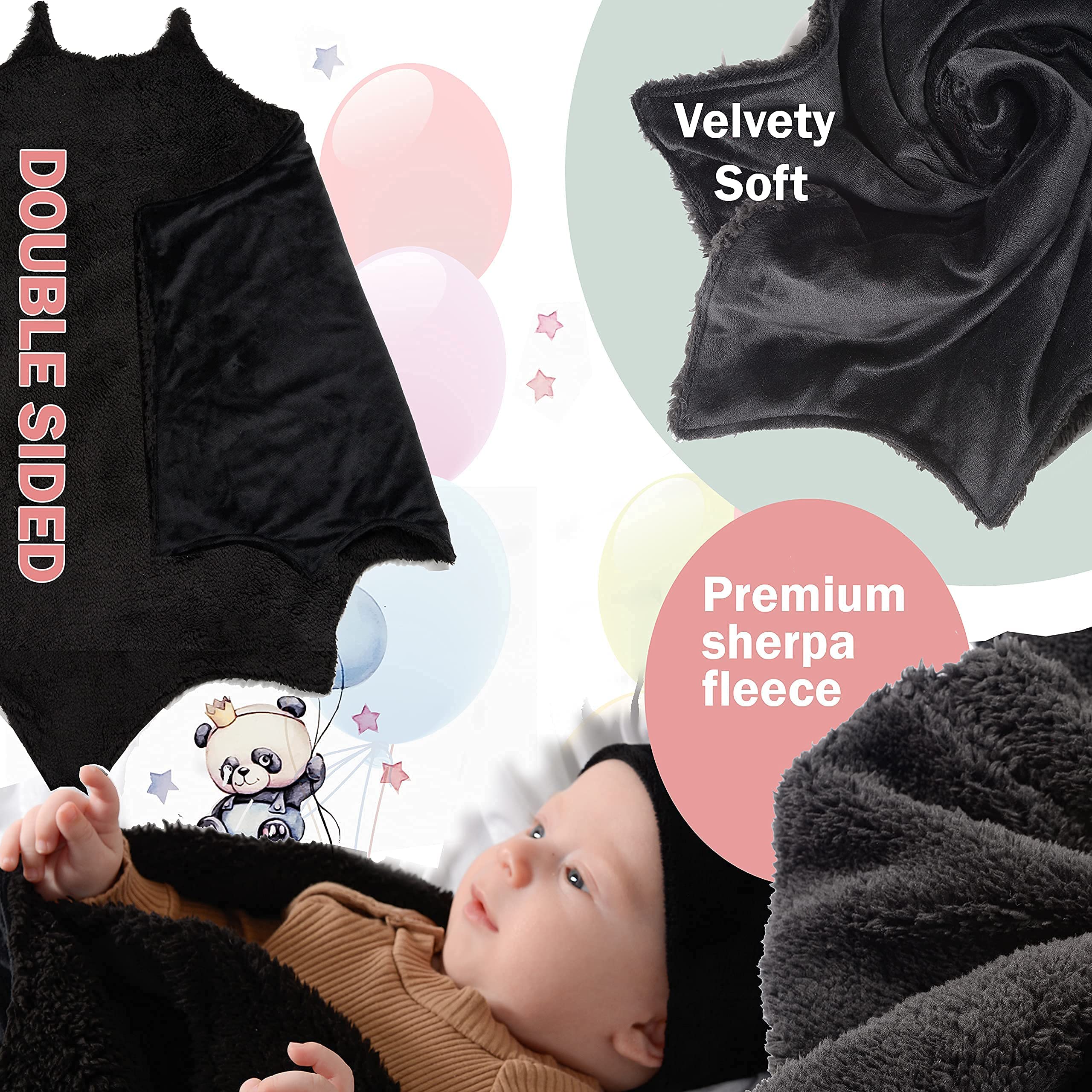 Bumba Kids Multi-Use Bat Blanket has a Monthly Baby Milestone Blanket Option and Plush Black Baby Hat with Ears, Baby Bat Swaddle Blanket, Black Baby Blanket, Black Swaddle Blanket, Goth Baby Stuff