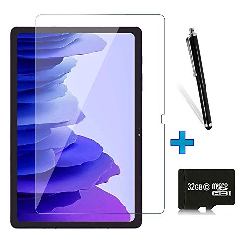 SAMSUNG 2020 Galaxy Tab A7 10.4” Inch 32 GB Wi-Fi Android 10 Touchscreen International Tablet Bundle – MDTec PU Leather Case, Screen Protector, Stylus and 32GB microSD Card [Gray]