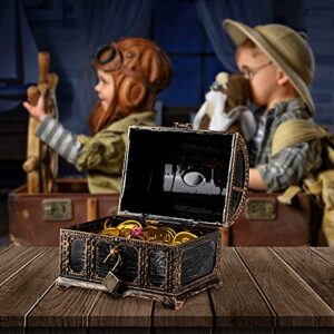 Kids Pirate Treasure Chest Plastic Pirate Vintage Treasure Box, Mini Pirate Chest Toys for Boys