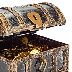 Kids Pirate Treasure Chest Plastic Pirate Vintage Treasure Box, Mini Pirate Chest Toys for Boys