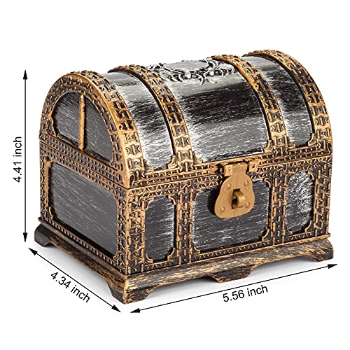 Kids Pirate Treasure Chest Plastic Pirate Vintage Treasure Box, Mini Pirate Chest Toys for Boys