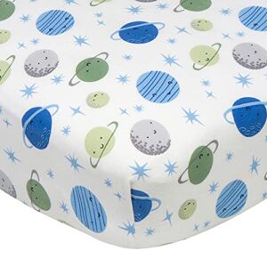 gerber baby boys girls neutral newborn infant baby toddler nursery 100% cotton fitted bedding crib sheet, space blue, 28" x 52"