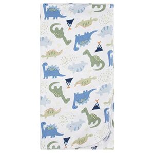 Gerber Boys Newborn Infant Baby Toddler Nursery 100% Cotton Flannel Receiving Swaddle Blanket, Dinosaur Blue, 5 Count (Pack of 1)