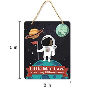 Uflashmi Baby Boy Room Decor, Little Man Cave Decor for Nursery, Space Nursery Decor for Toddler Boys, Metal, 8X10 Inch