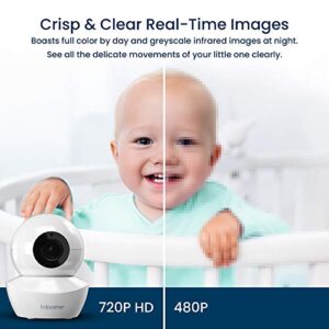 Babysense Add On Camera Video Baby Monitor HD S2, Remote Pan Tilt Zoom, Two-Way Talk-Back Audio, Long Range, Night Vision, Night Light, Lullabies, Temperature Monitoring