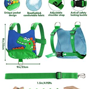 Toddler Leash for Boys and Girls , 4-in-1 Leash for Kids, Toddler Harness with Leash, Child Leash for Walking with Baby Safety Anti Lost Wrist Link (Dinosau