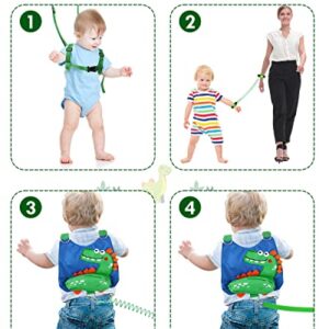 Toddler Leash for Boys and Girls , 4-in-1 Leash for Kids, Toddler Harness with Leash, Child Leash for Walking with Baby Safety Anti Lost Wrist Link (Dinosau