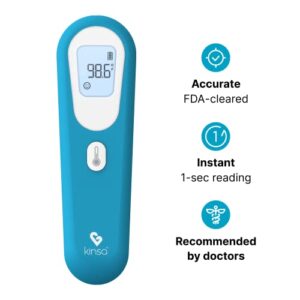 Kinsa QuickScan Smart Thermometer - No-Touch, Contactless Digital Forehead Thermometer for Babies, Kids, Adults - Works with a Smartphone App to Track Family Health & Offer Symptom Advice