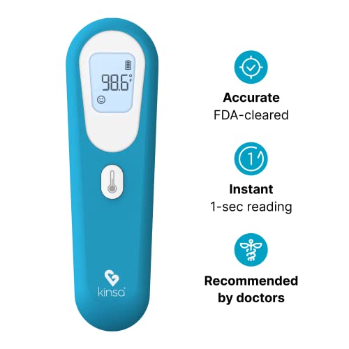 Kinsa QuickScan Smart Thermometer - No-Touch, Contactless Digital Forehead Thermometer for Babies, Kids, Adults - Works with a Smartphone App to Track Family Health & Offer Symptom Advice