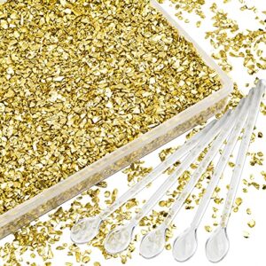 wandic crushed glass, 200 grams 2-4mm gold crushed broken glass, irregular metallic chips fillers sprinkles for resin crafts, nail art, painting