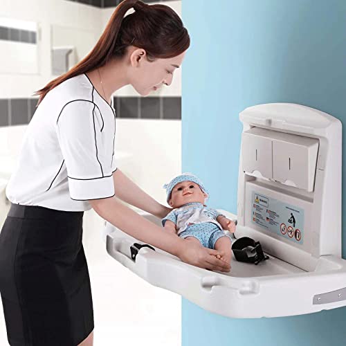 Baby Changing Station Wall Mounted, Diaper Changing Station, Fold Down Diaper Changing Table for Commercial and Public bathrooms