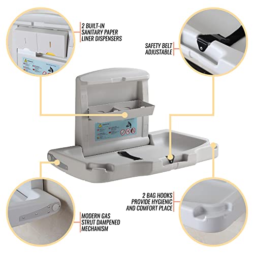 Baby Changing Station Wall Mounted, Diaper Changing Station, Fold Down Diaper Changing Table for Commercial and Public bathrooms