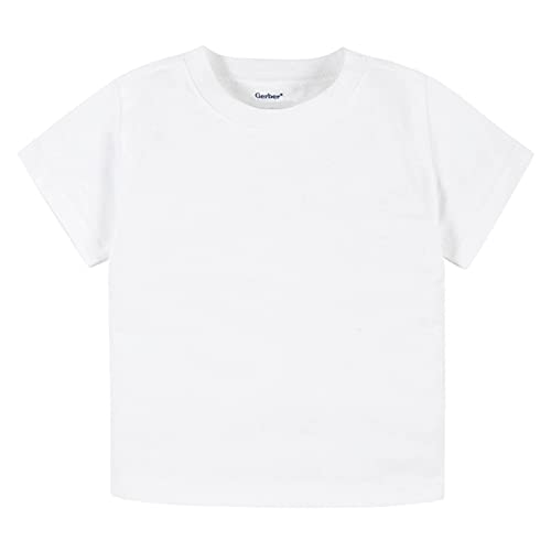 Gerber Baby Toddler 5-Pack Solid Short Sleeve T-Shirts Jersey 160 GSM, White, 3T