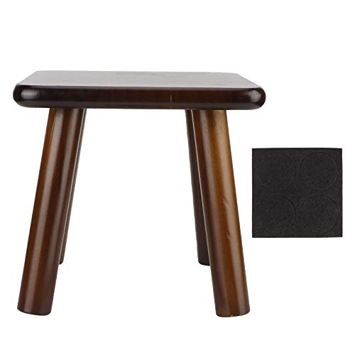 Wooden Stool, Natural Pine Wood Safety Stable Toddler Stool Chair Strong Load‑Bearing Rounded Corners Smooth Child Step Stool for Living Room Bathroom Bedroom Garden Balcony(Square Nut‑Brown)