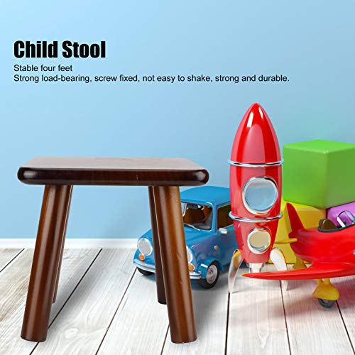 Wooden Stool, Natural Pine Wood Safety Stable Toddler Stool Chair Strong Load‑Bearing Rounded Corners Smooth Child Step Stool for Living Room Bathroom Bedroom Garden Balcony(Square Nut‑Brown)