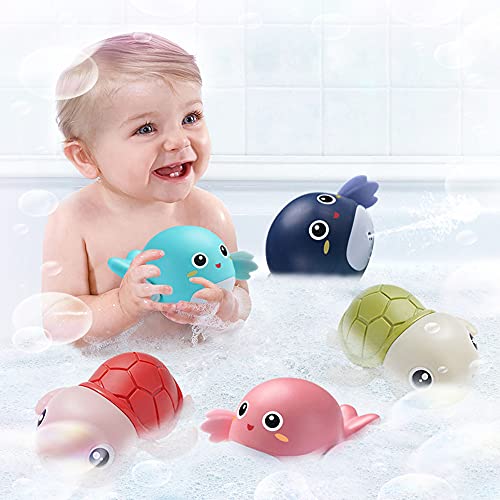 Bath Toy,Cute Animal Clockwork Bathtub Swimming Pool Toy,Baby Bath Toys for Toddlers 1-3, Boys & Girls Water Bath Toy Set,5 Pack