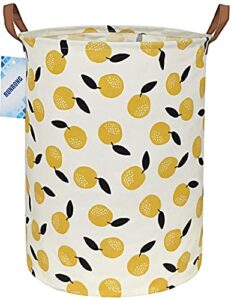 runrong large size round storage basket foldable waterproof canvas laundry hamper with handles nursery organizer for bedroom /living room/bathroom(run round orange)