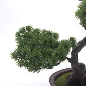 Artificial Bonsai Pine Tree, 11Inch Faux Potted Plant Desk Display Fake Tree Pot Ornaments, Japanese Cedar Bonsai Plant for Home, Office Decoration