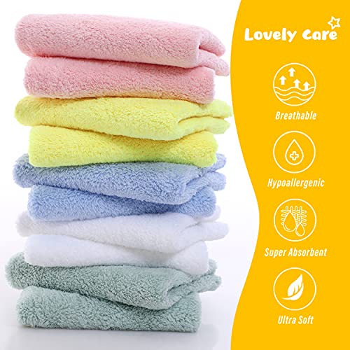 Lovely Care Super Absorbent 10 Pack Burp Cloths - Coral Fleece Gentle on Sensitive Skin for Face and Body, Plush - Milk Spit Up Rags - Burpy Cloth for Baby Boys and Girls - Unisex 17 x 10 Inch