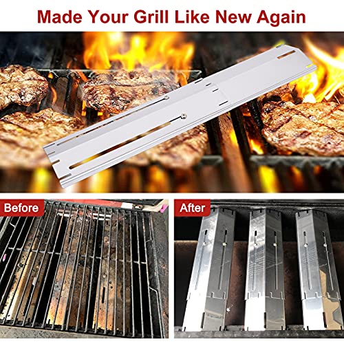 Universal Grill Heat Plates Heat Tents Heat Shields for Gas Grill, Adjustable Barbecue BBQ Grill Flame Tamers Burner Covers Heat Deflectors, Stainless Steel Gas Grill Replacement Parts, 5-Pack