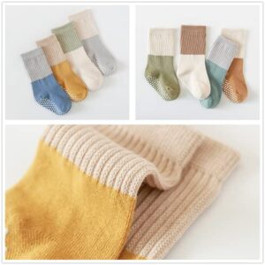 J Poqobog Toddler Baby Girls Boys Cozy Socks 8 Pack Kids Grip Knee-high Socks set Non Slip/Anti Skid