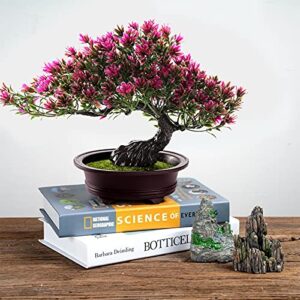 ZEAYEA 2 Pack Artificial Bonsai Tree, Small Fake Plants Decor, Indoor Faux Potted Plant for Living Room Home Table Bathroom Bedroom Office Shelf Farmhouse Decorations, 9.5" Height