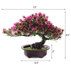 ZEAYEA 2 Pack Artificial Bonsai Tree, Small Fake Plants Decor, Indoor Faux Potted Plant for Living Room Home Table Bathroom Bedroom Office Shelf Farmhouse Decorations, 9.5" Height