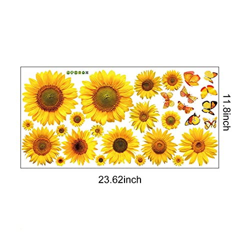 56Pcs Sunflower Butterfly Sticker Sunflower Stickers for Walls Car Sunflower Decorations for Room Yellow Flowers Wall Decor Wall Decor Living Room Stickers for Window