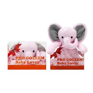 Pro Goleem Elephant Security Blanket with Stuffed Animal Snuggle Toy Lovey Soft Lovie Baby Registry Search Baby Girl Gifts for Infant and Toddler Pink 16 Inch