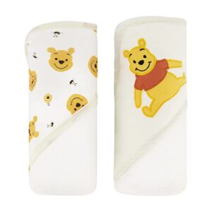 disney cudlie baby winnie the pooh 2 pack rolled/carded hooded towels in sweet life print, 1 count