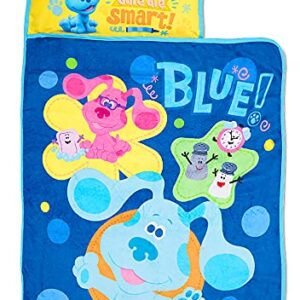 Blue's Clues & You Sure are Smart! Kids Nap-Mat Set – Includes Pillow and Fleece Blanket – Great for Girls Napping During Daycare, Preschool, or Kindergarten - Fits Toddlers and Young Children