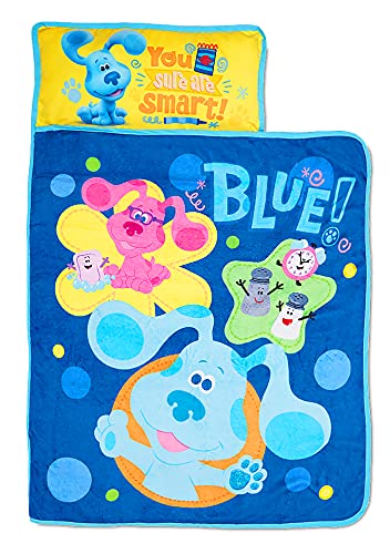 Blue's Clues & You Sure are Smart! Kids Nap-Mat Set – Includes Pillow and Fleece Blanket – Great for Girls Napping During Daycare, Preschool, or Kindergarten - Fits Toddlers and Young Children