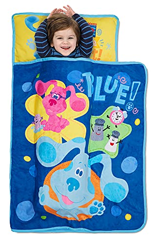 Blue's Clues & You Sure are Smart! Kids Nap-Mat Set – Includes Pillow and Fleece Blanket – Great for Girls Napping During Daycare, Preschool, or Kindergarten - Fits Toddlers and Young Children