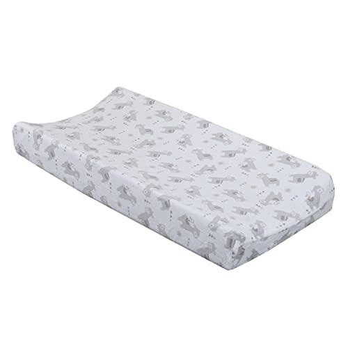 NoJo Mama's Little Llama Grey and White Super Soft Changing Pad Cover