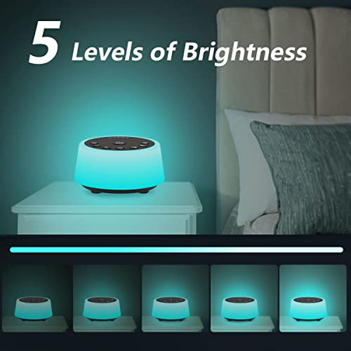 Color Noise Sound Machines with 10 Colors Night Light 25 Soothing Sounds and Sleep White Noise Machine 32 Volume Levels 5 Timers Adjustable Brightness Memory Function for Adults Kids Baby (Black)