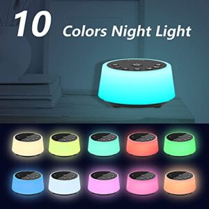 Color Noise Sound Machines with 10 Colors Night Light 25 Soothing Sounds and Sleep White Noise Machine 32 Volume Levels 5 Timers Adjustable Brightness Memory Function for Adults Kids Baby (Black)