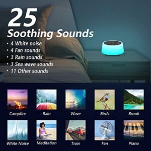 Color Noise Sound Machines with 10 Colors Night Light 25 Soothing Sounds and Sleep White Noise Machine 32 Volume Levels 5 Timers Adjustable Brightness Memory Function for Adults Kids Baby (Black)