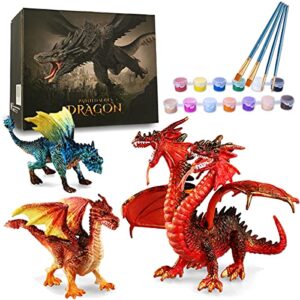 kids crafts, diy 3d dragon painting toys with 13 color educational toy painting set paint your own gift art and craft kit for kids boys girls 3 4 5 6 7 8 9 year old