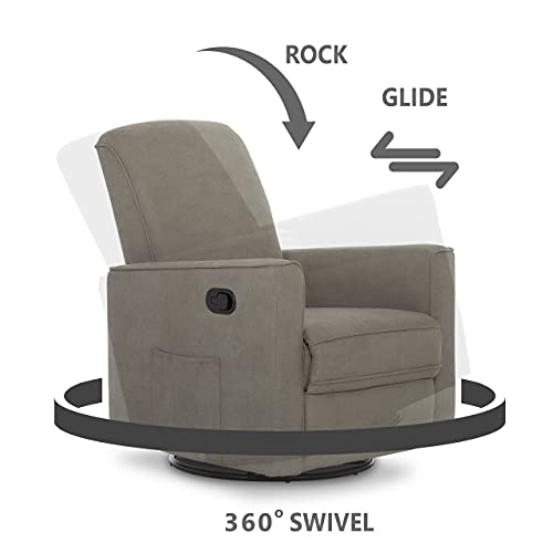 Evolur Raleigh Upholstered Plush Seating Glider Swivel, Rocker, Recliner, Glider for Nursery in Smokey Blue, Greenguard Gold Certified, Modern Nursery Recliner, Environmentally Conscious Glider