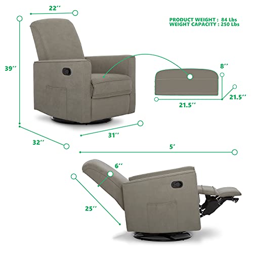 Evolur Raleigh Upholstered Plush Seating Glider Swivel, Rocker, Recliner, Glider for Nursery in Smokey Blue, Greenguard Gold Certified, Modern Nursery Recliner, Environmentally Conscious Glider