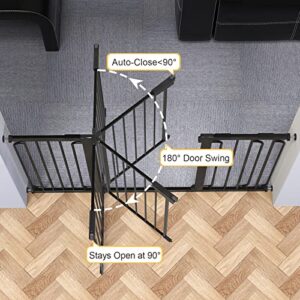 Mom's Choice Awards Winner-Cumbor 29.7-57" Baby Gate for Stairs, Extra Wide Dog Gate for Doorways, Pressure Mounted Walk Through Safety Child Gate for Kids Toddler, Tall Pet Puppy Fence Gate, Black