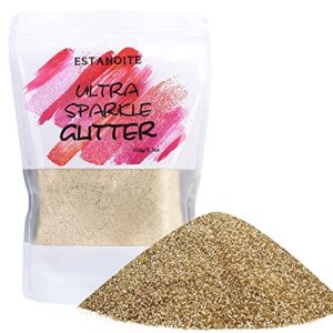 metallic fine glitter, 150g multipurpose extra fine craft glitter for resin arts and crafts, body nail art eye face hair, holographic glitter for epoxy tumbler, slime making (light gold)