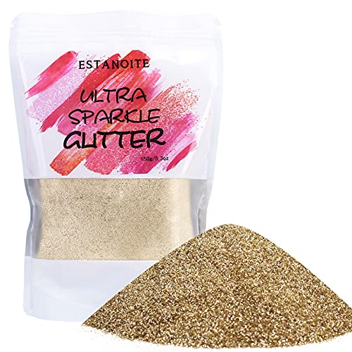 Metallic Fine Glitter, 150g Multipurpose Extra Fine Craft Glitter for Resin Arts and Crafts, Body Nail Art Eye Face Hair, Holographic Glitter for Epoxy Tumbler, Slime Making (Light Gold)