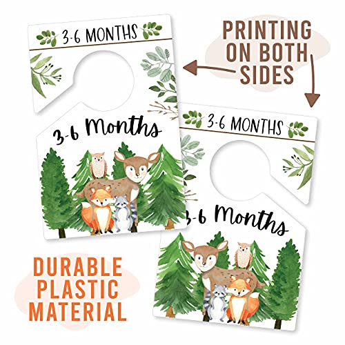 6 Woodland Hanger Dividers Baby Closet Size Dividers - Baby Essentials For Newborn Essentials, Baby Closet Dividers, Baby Closet Organizer For Nursery Organization, Nursery Closet Dividers Neutral