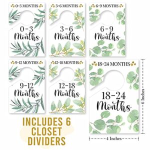 6 Hanger Dividers Baby Closet Size Dividers - Greenery Baby Closet Dividers, Baby Closet Organizer For Nursery Organization, Baby Essentials For Newborn Essentials, Nursery Closet Dividers Girl or Boy