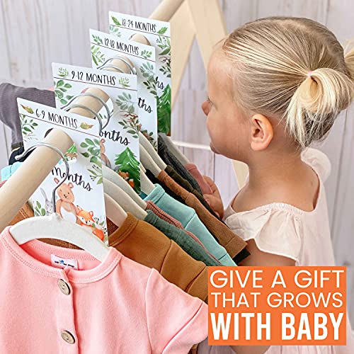 6 Woodland Hanger Dividers Baby Closet Size Dividers - Baby Essentials For Newborn Essentials, Baby Closet Dividers, Baby Closet Organizer For Nursery Organization, Nursery Closet Dividers Neutral