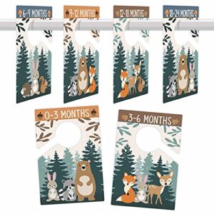 6 hanger dividers baby closet size dividers - woodland baby closet dividers, baby closet organizer for nursery organization, baby essentials for newborn essentials, nursery closet dividers girl or boy