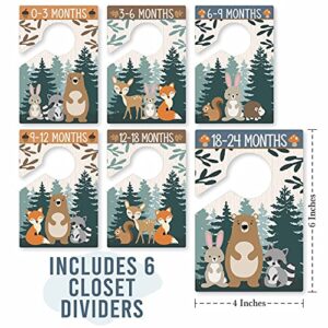 6 Hanger Dividers Baby Closet Size Dividers - Woodland Baby Closet Dividers, Baby Closet Organizer For Nursery Organization, Baby Essentials For Newborn Essentials, Nursery Closet Dividers Girl or Boy