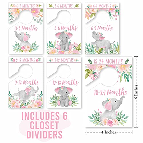 6 Baby Closet Size Dividers Baby Girl - Elephant Baby Closet Dividers By Month, Baby Closet Organizer For Nursery Organization, Baby Essentials For Newborn Essentials Baby Girl, Nursery Closet Divider